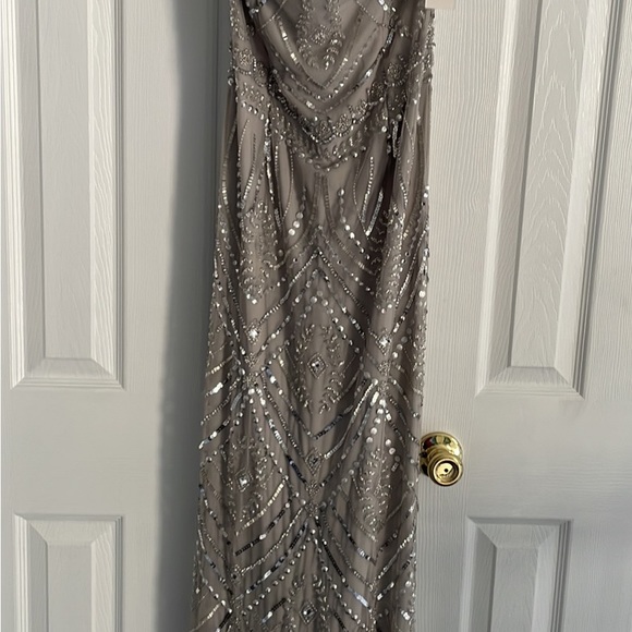 Scala | Dresses | Spectacular Silver Beaded Gown | Poshmark